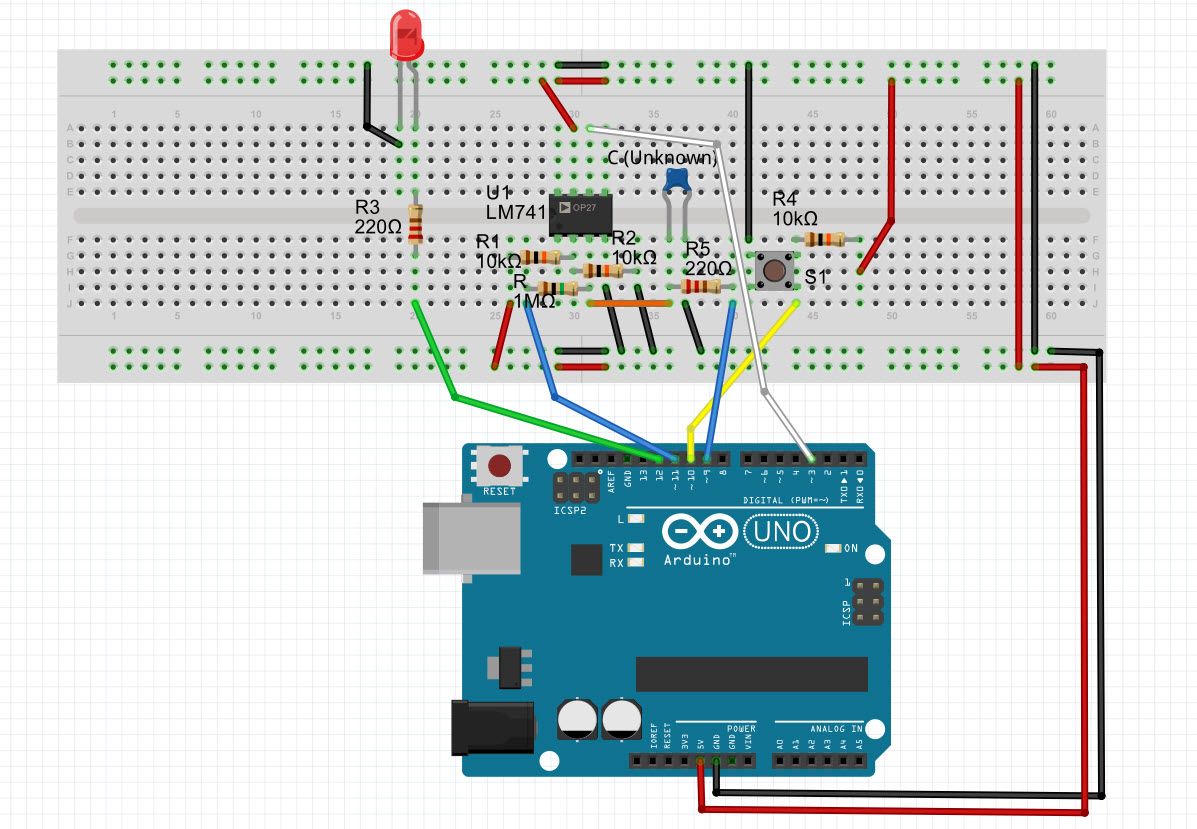 Capacitance Meter With Arduino and 741 Op-amp : 6 Steps - Instructables