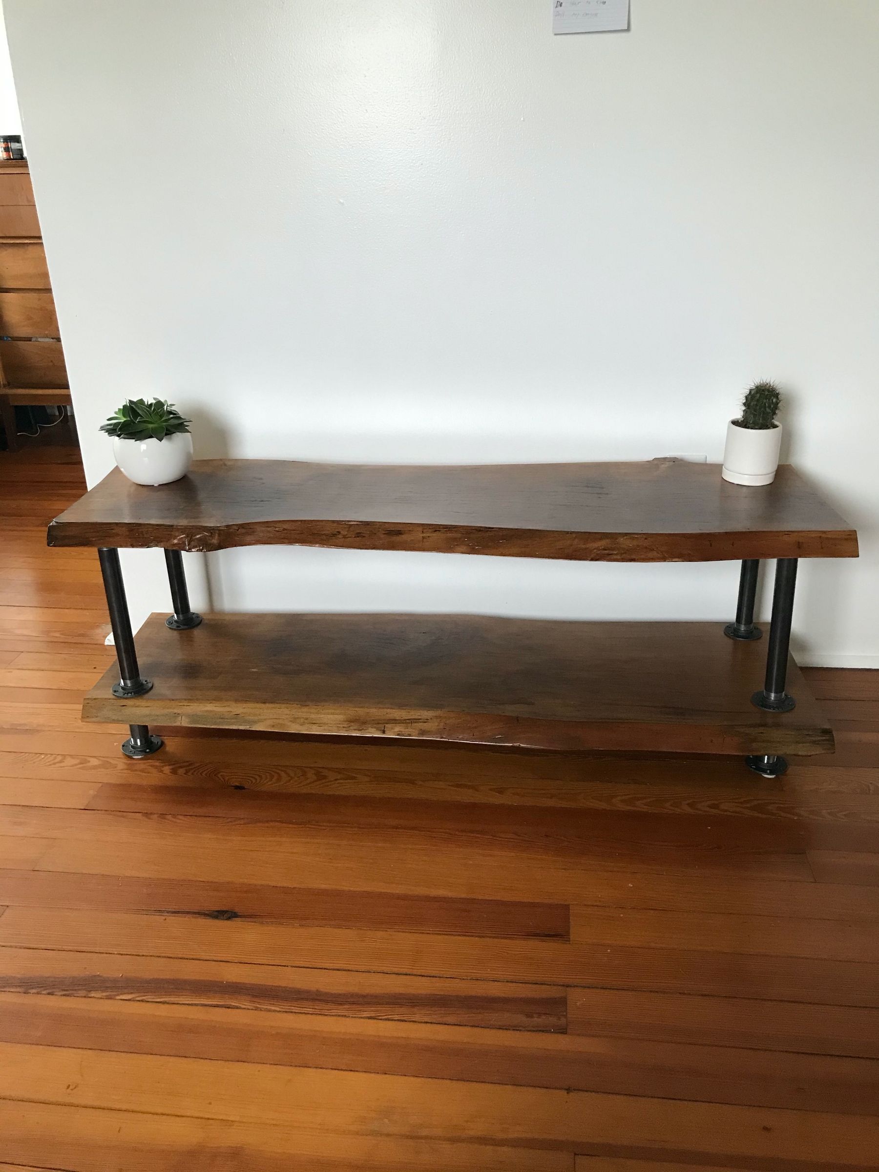 Live Edge Oak TV Console With Iron Pipe Legs : 5 Steps (with Pictures ...