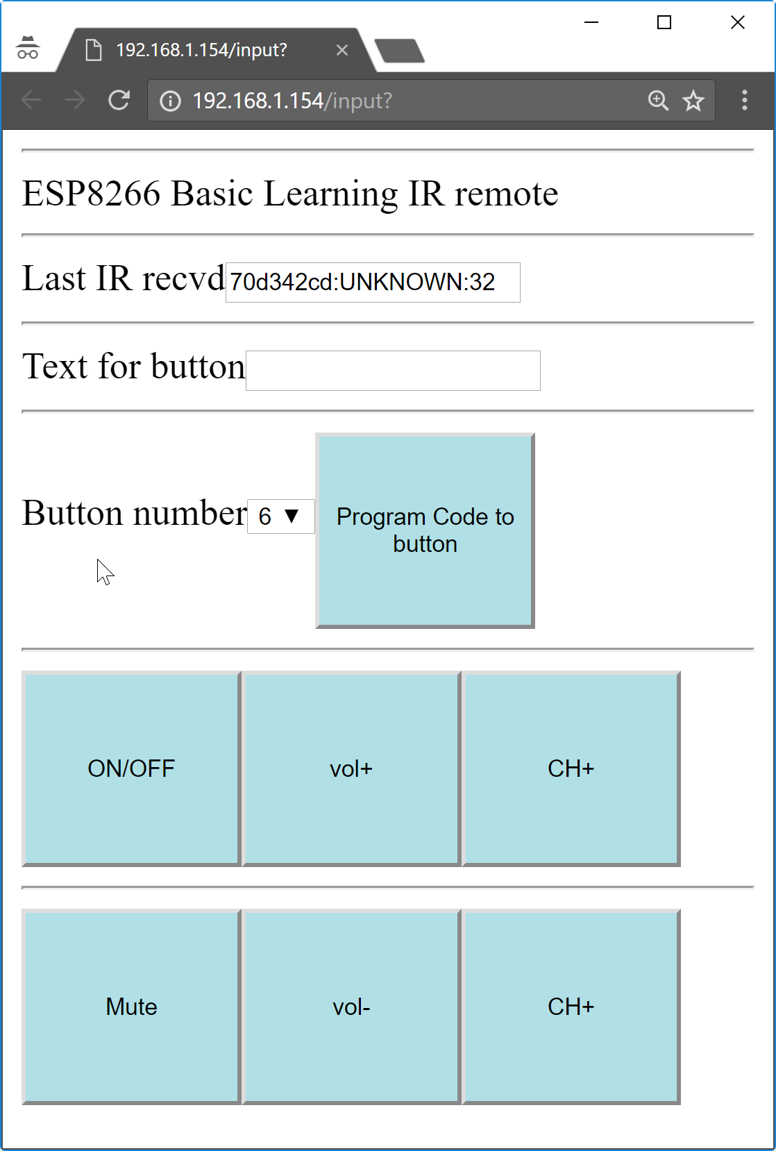 Easiest ESP8266 Learning IR Remote Control Via WIFI : 4 Steps (with ...