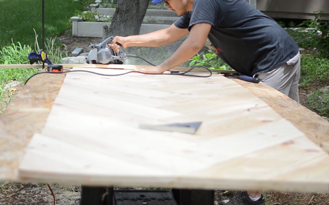 $20 Full Build Herringbone Dinner Table : 14 Steps (with Pictures ...
