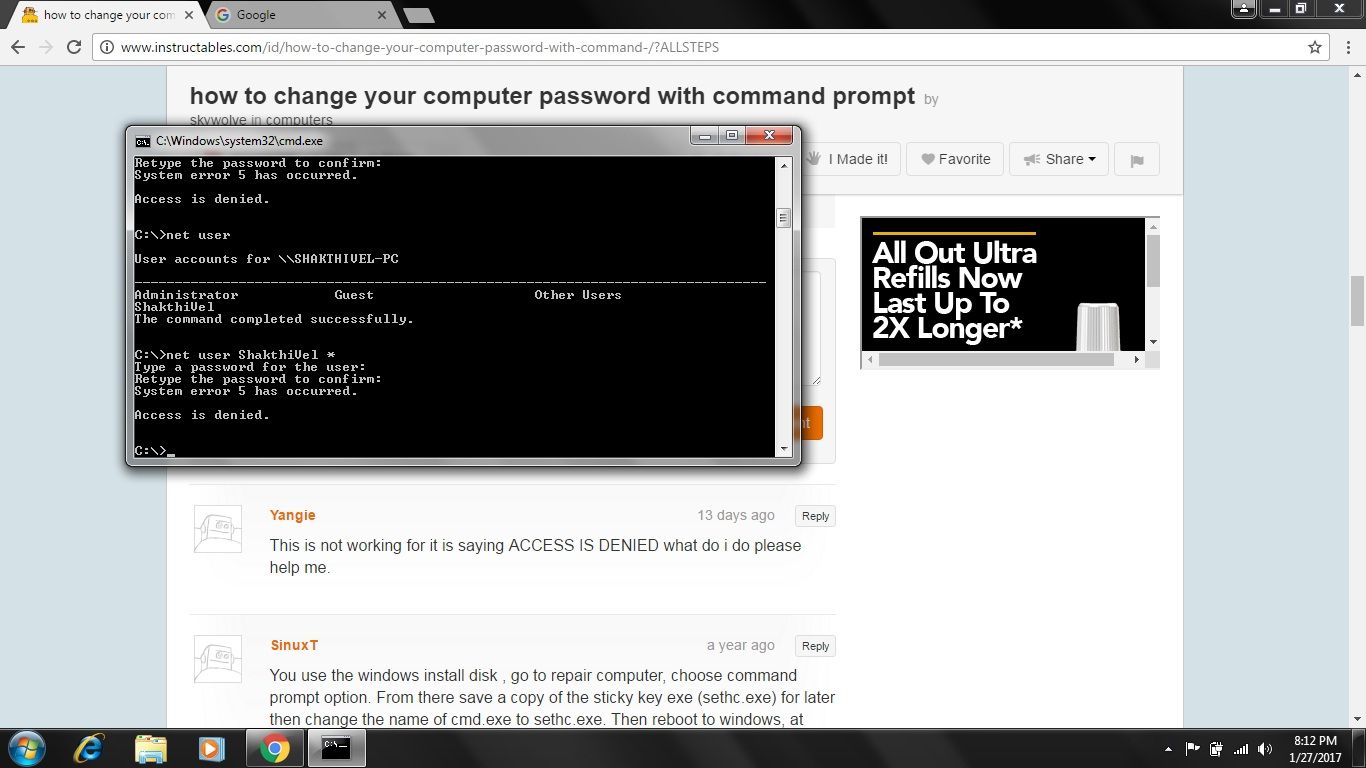 How to Change Your Computer Password With Command Prompt : 4 Steps ...