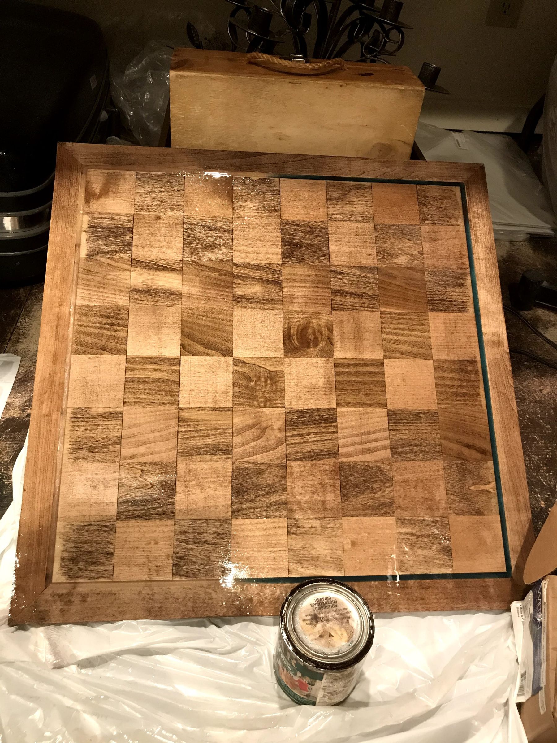 Wood and Resin Chess and Checker Board With Pieces From Scraps : 6 ...