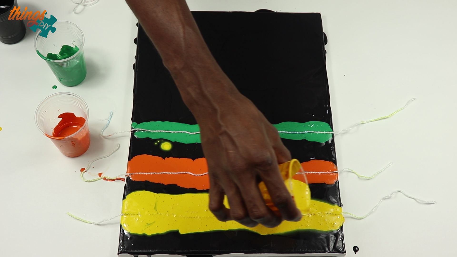 Acrylic Pouring String Pull Abstract Flower Painting : 5 Steps ...