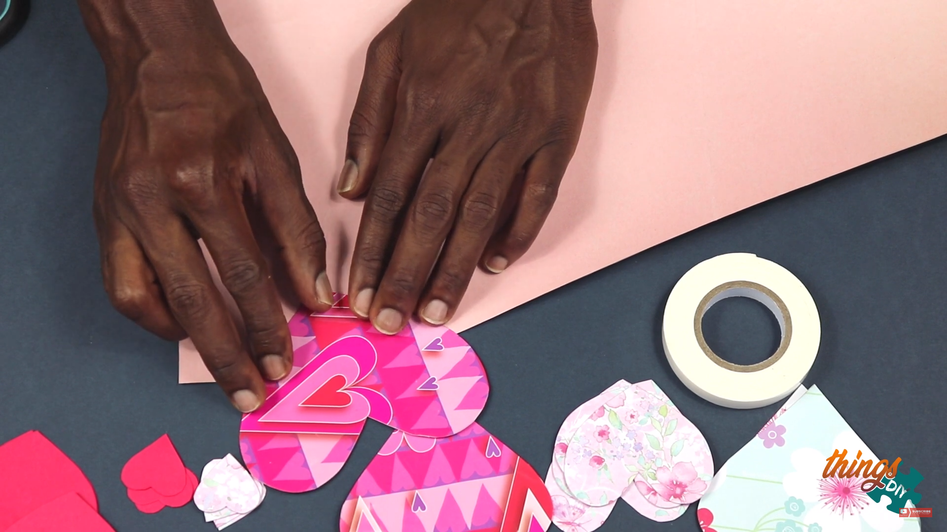 DIY Valentine Card - Tri-fold Heart Shapes Card Tutorial : 5 Steps ...