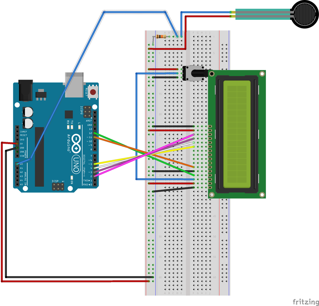 Arduino Pressure Sensor Fsr With Lcd Display 5 Steps Instructables