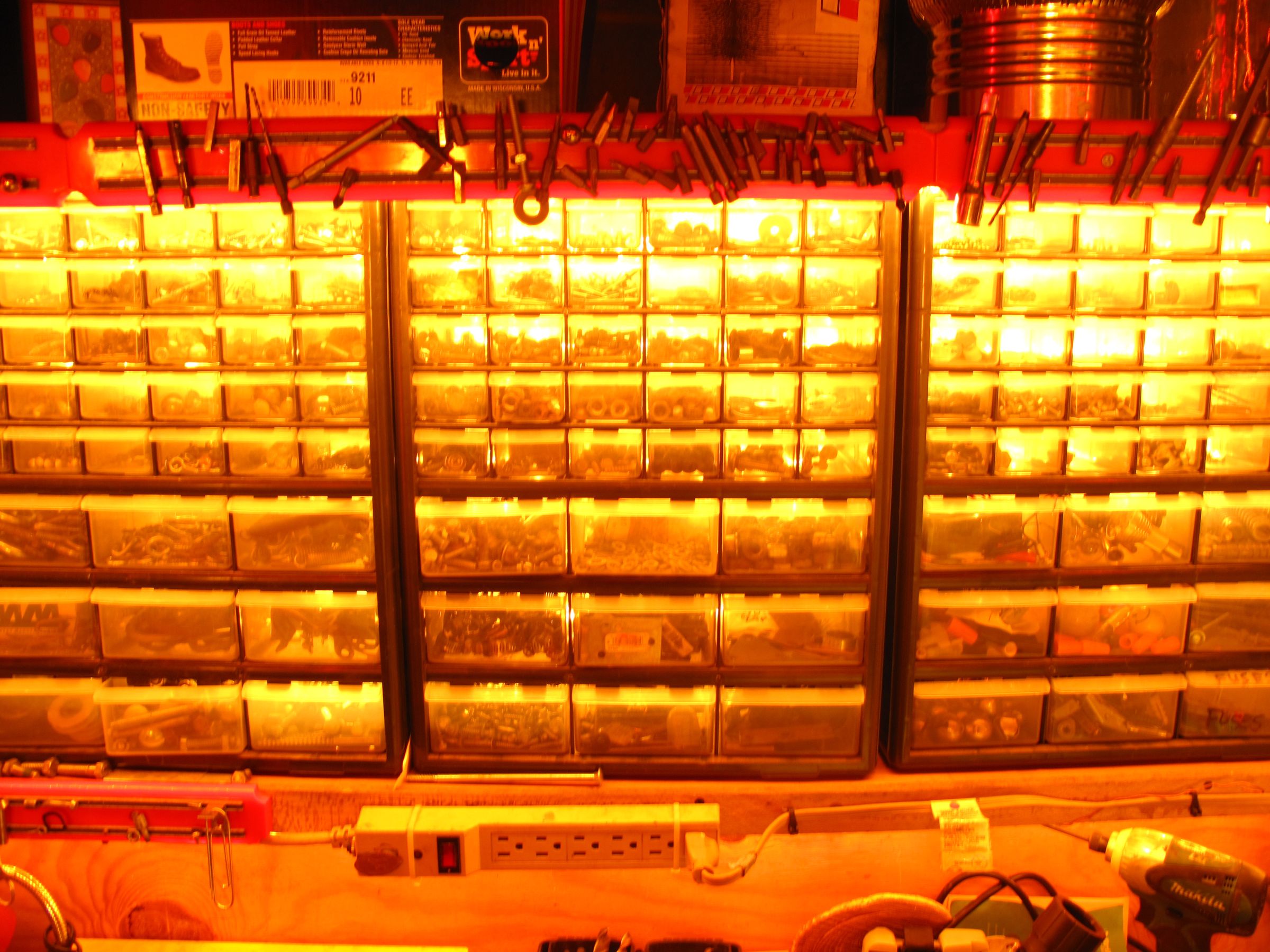 Light Up Fastener Bins and Work Bench. - Instructables