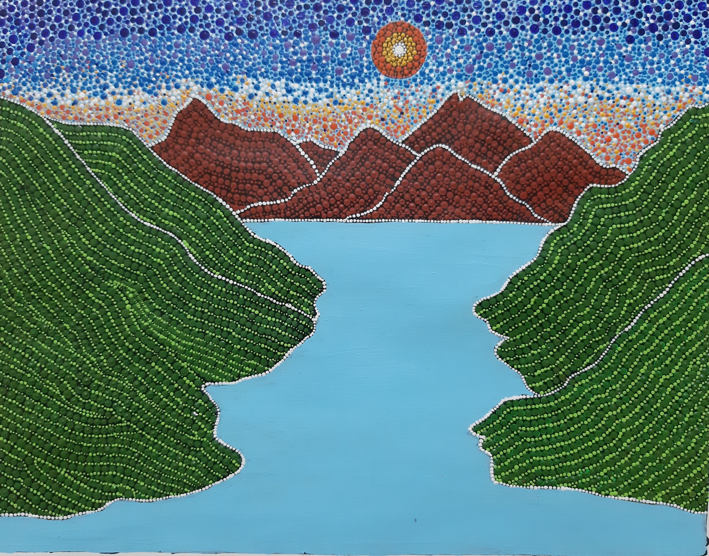 Step by Step Landscape Dot Painting | Dot Art Tutorial : 6 Steps ...