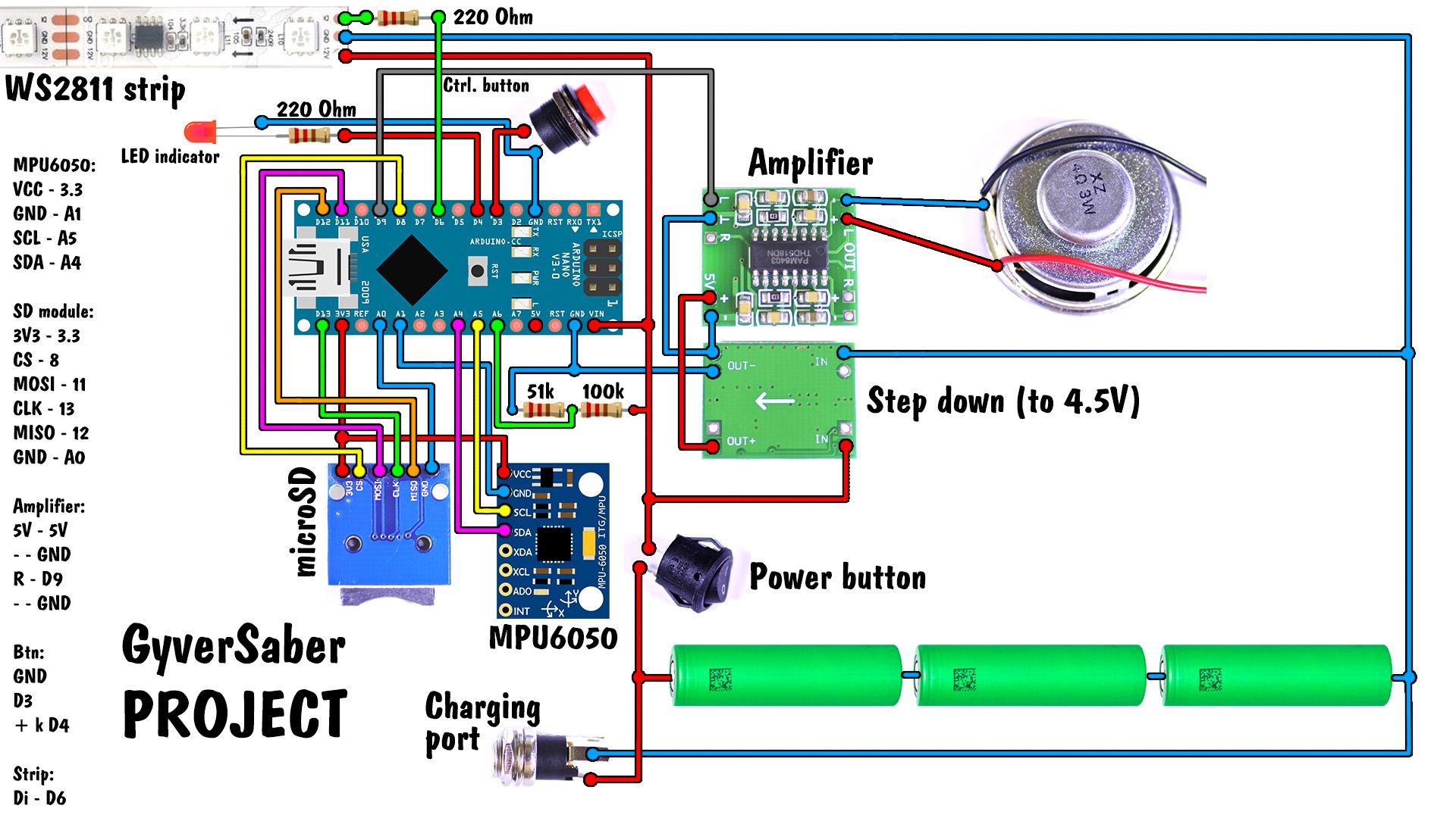 Arduino Based Lightsaber With Light and Sound Effects : 14 Steps (with ...