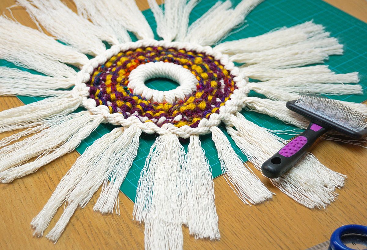 DIY Circular Macramé SUNBURST Ornament | Woven Rope & Fibre Mirror ...