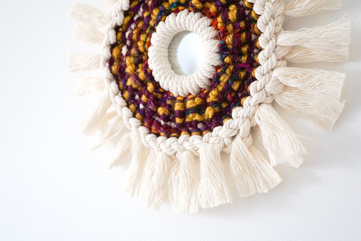 DIY Circular Macramé SUNBURST Ornament | Woven Rope & Fibre Mirror ...