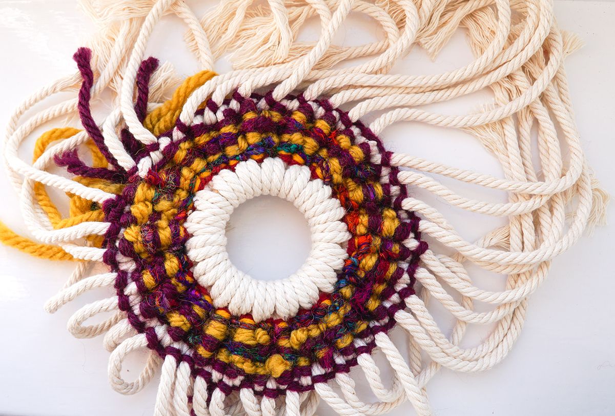 DIY Circular Macramé SUNBURST Ornament | Woven Rope & Fibre Mirror ...