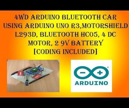 Arduino 4 Wheel Drive Bluetooth RC Car Using UNO R3, HC-05 and L293D Motorshield With Coding and ...