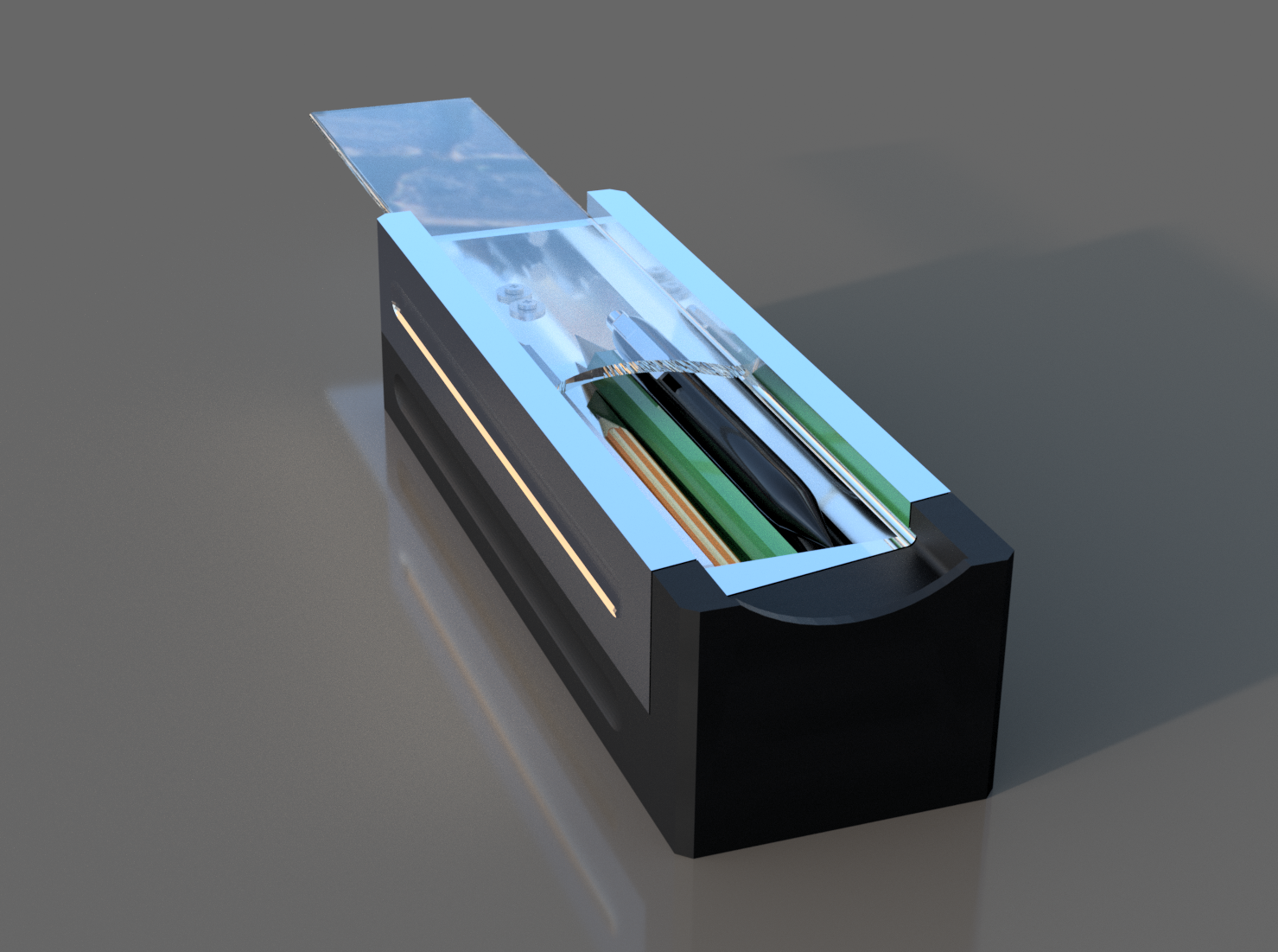 Pencil Box - Two Levels - Sliding Cover Lock - 3D Printed : 3 Steps ...