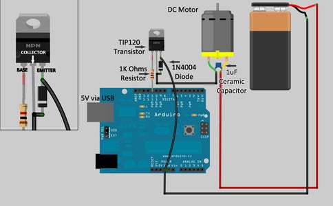 Use Arduino With TIP120 Transistor to Control Motors and High Power Devices - Instructables