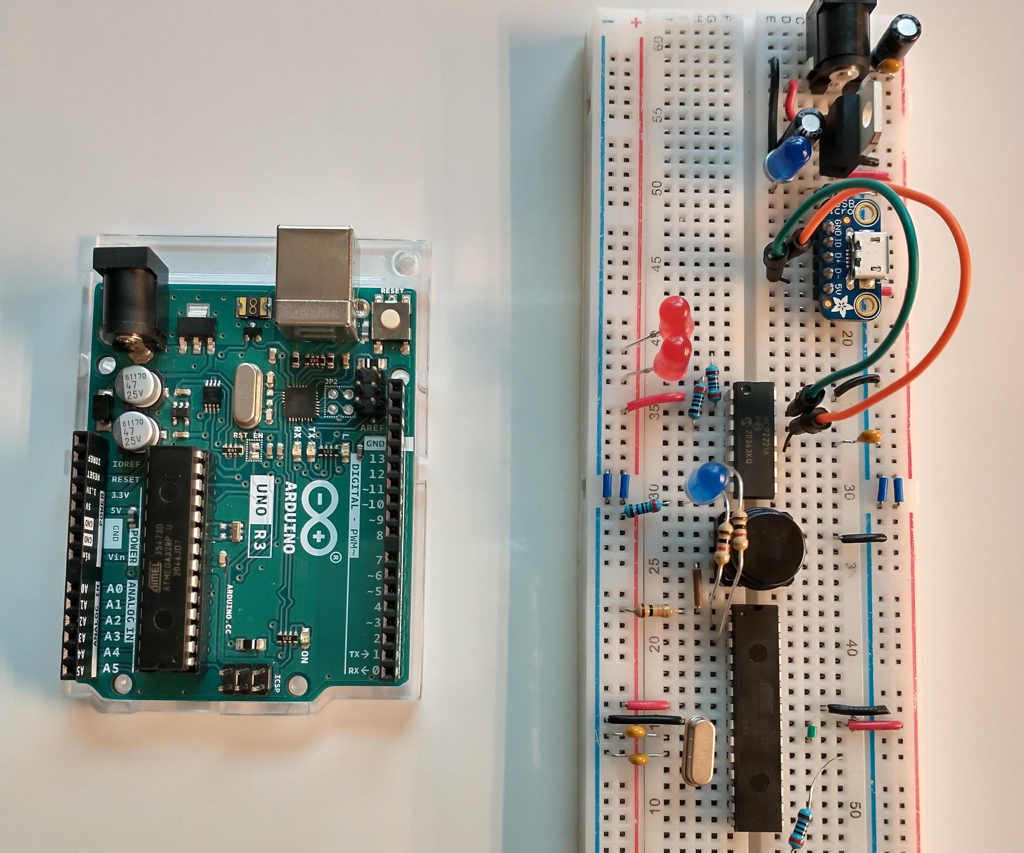 Arduino Uno On A Breadboard With Usb Support 9 Steps Instructables