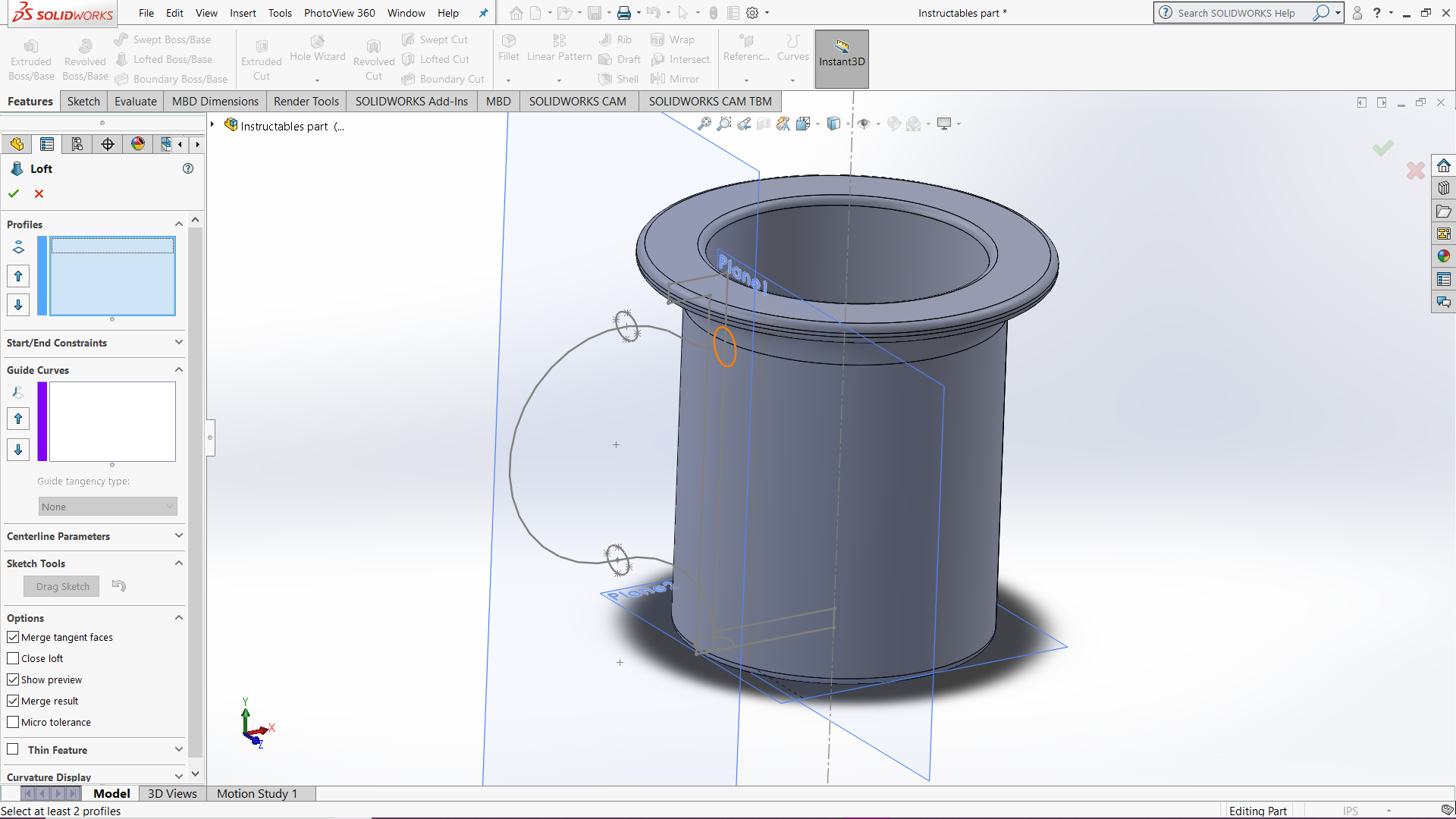 Differentiating Between the Sweep and Loft Commands on Solidworks 2020 ...