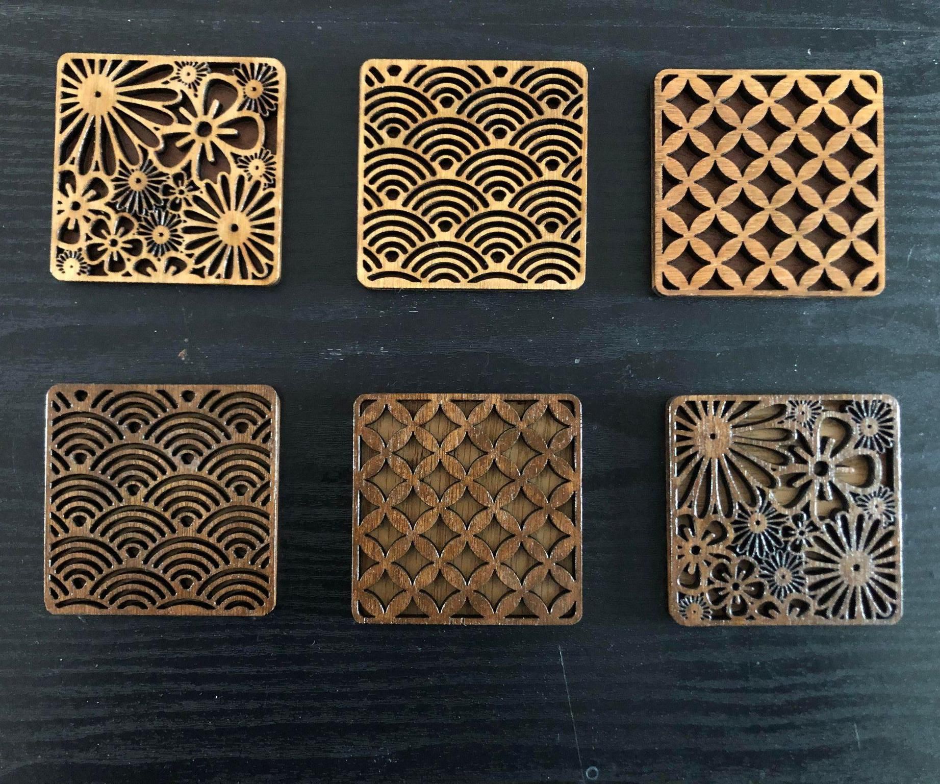 Japanese Style Laser Cut Wood Coasters : 6 Steps - Instructables