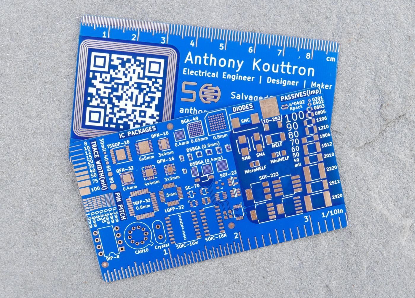 PCB Business Card Ruler With QR and NFC | Trybotics