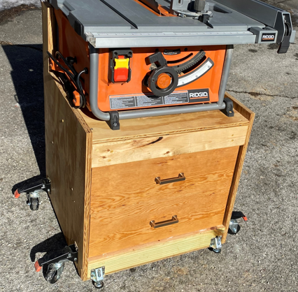 Mobile Table Saw Stand With Storage Drawers and Folding Outfeed Table ...