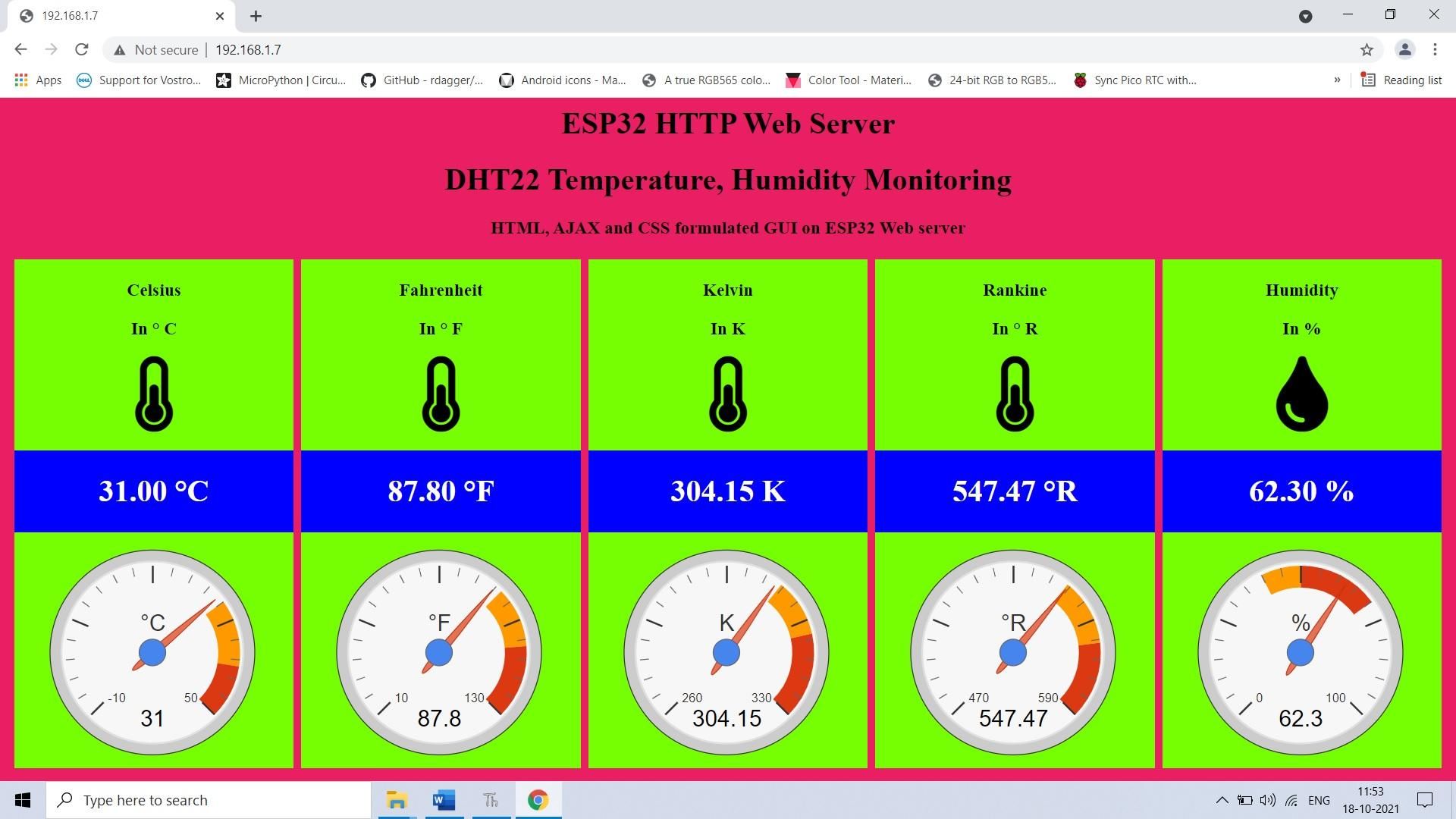 ESP32 – Web Server – DHT22 Temperature – Humidity Monitoring : 9 Steps ...