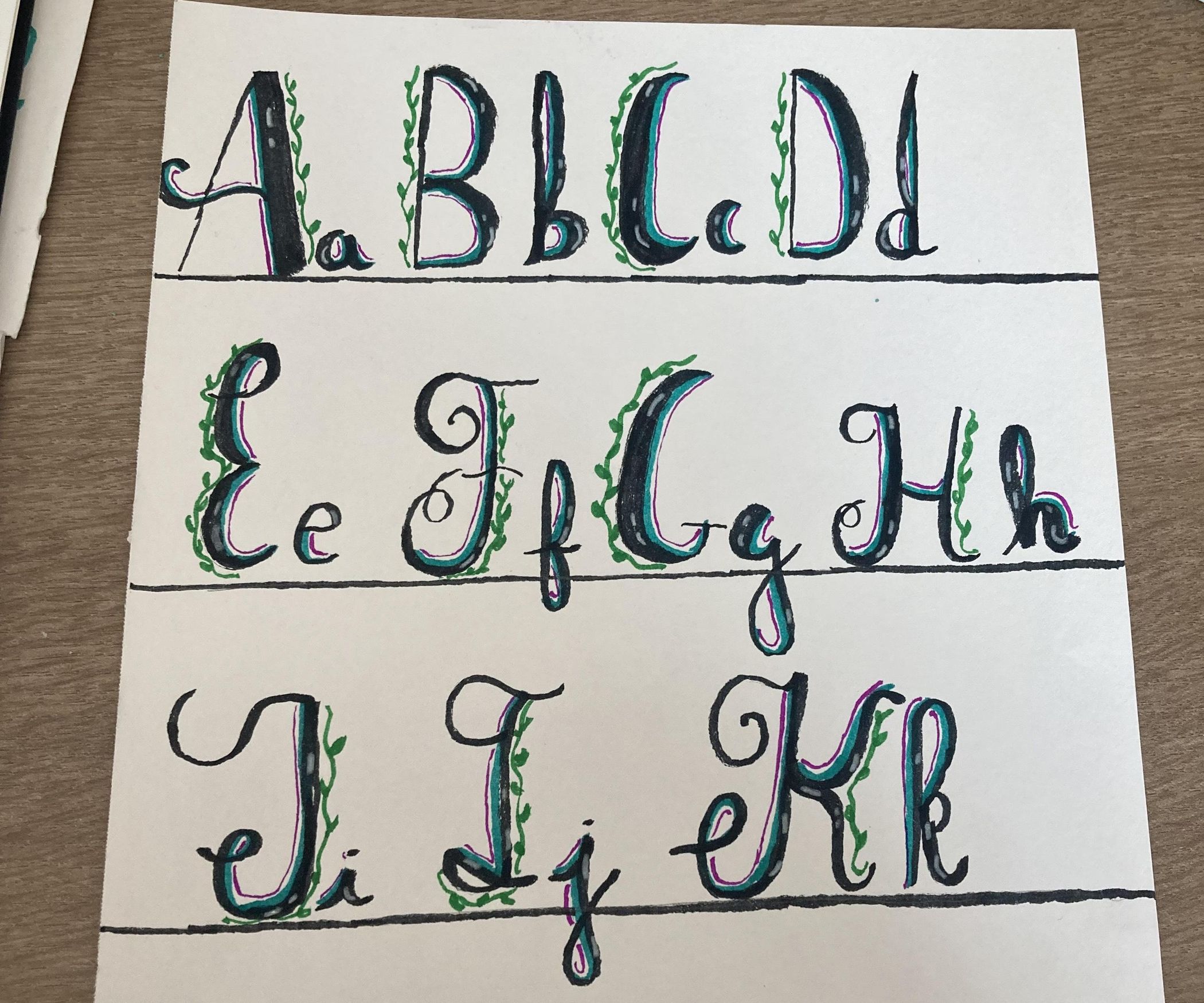 How to Make the Calligraphy Alphabet A-M Capitals and Lowercase, Using ...
