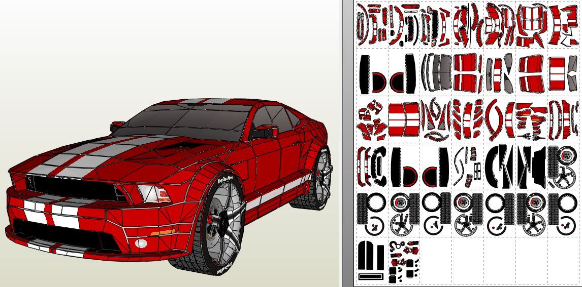 Mustang Papercraft Car Templates / Templates are supplied as 17 page ...