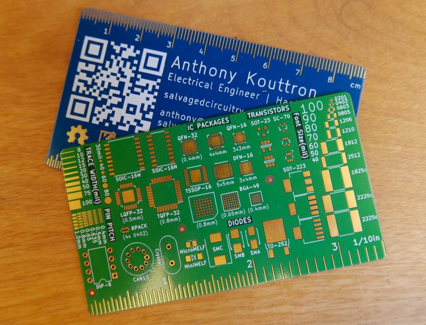PCB Business Card Ruler With QR and NFC | Trybotics