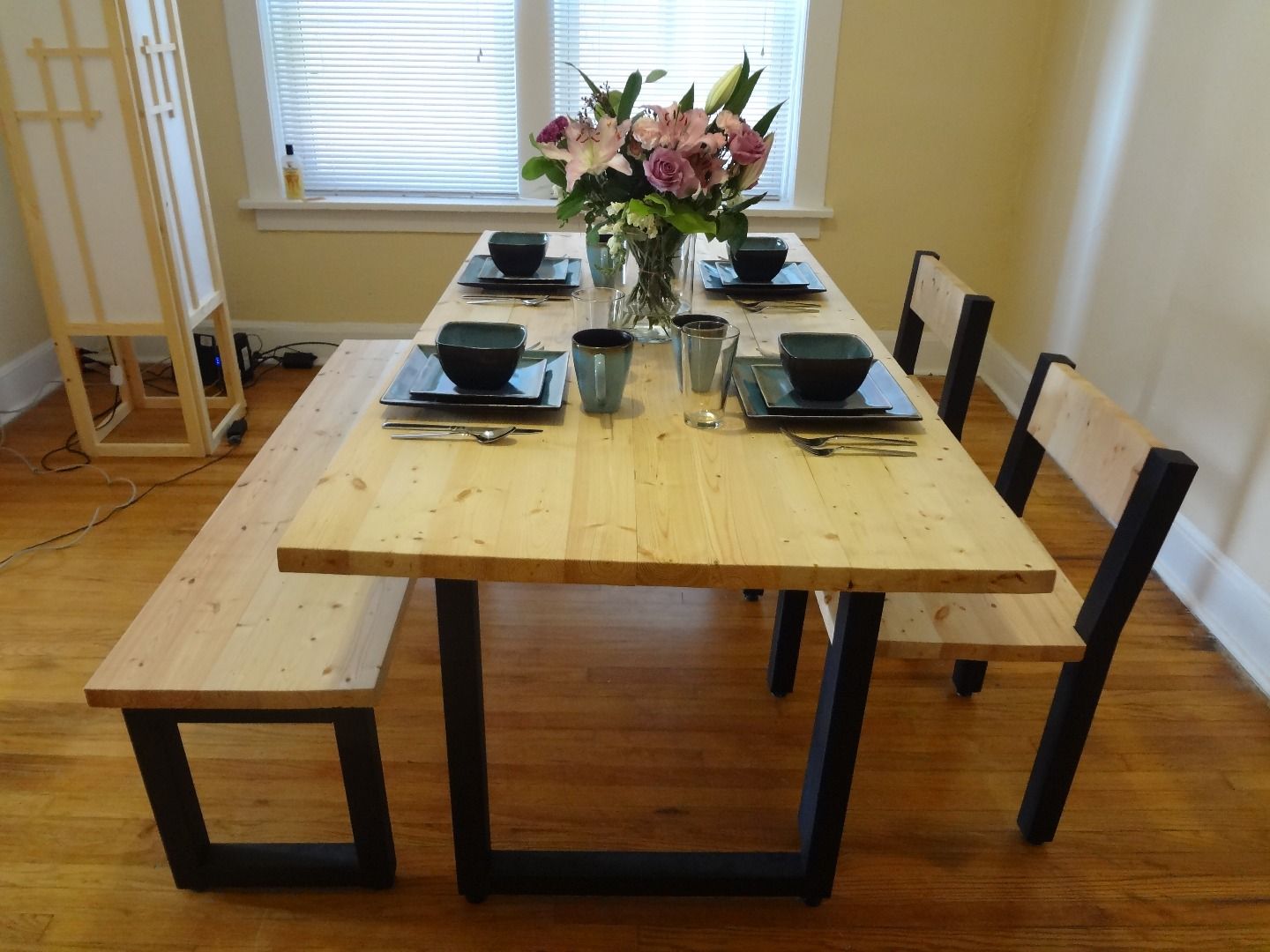 Steel and 2x4 Full Dining Table Set : 9 Steps (with Pictures ...