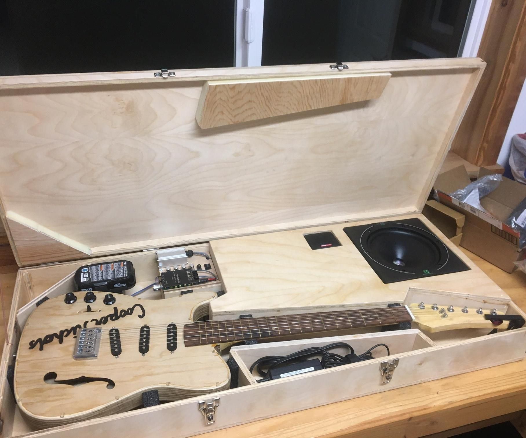 Custom CNC Electric Guitar & Case With Mobile BUILT IN Amp! : 9 Steps ...