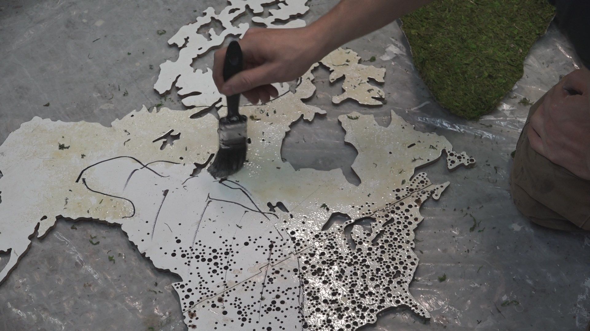 Floating World Backlit Moss Map With Arduino Fiber Optic LED Cities ...