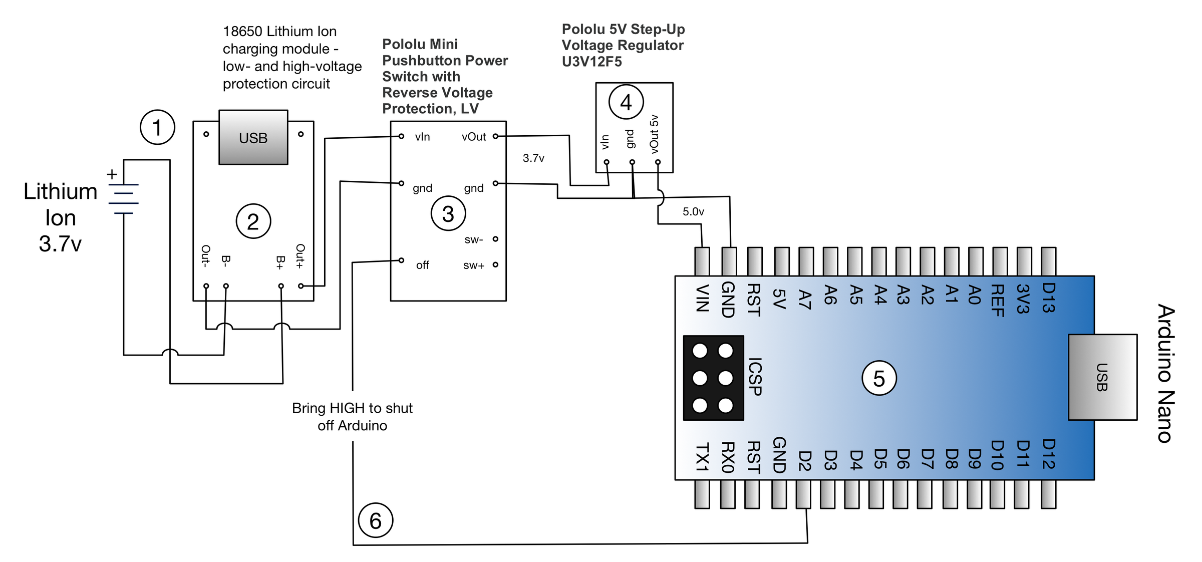Small Footprint Arduino Nano With USB Charging Circuit (Li Ion or LIPO ...