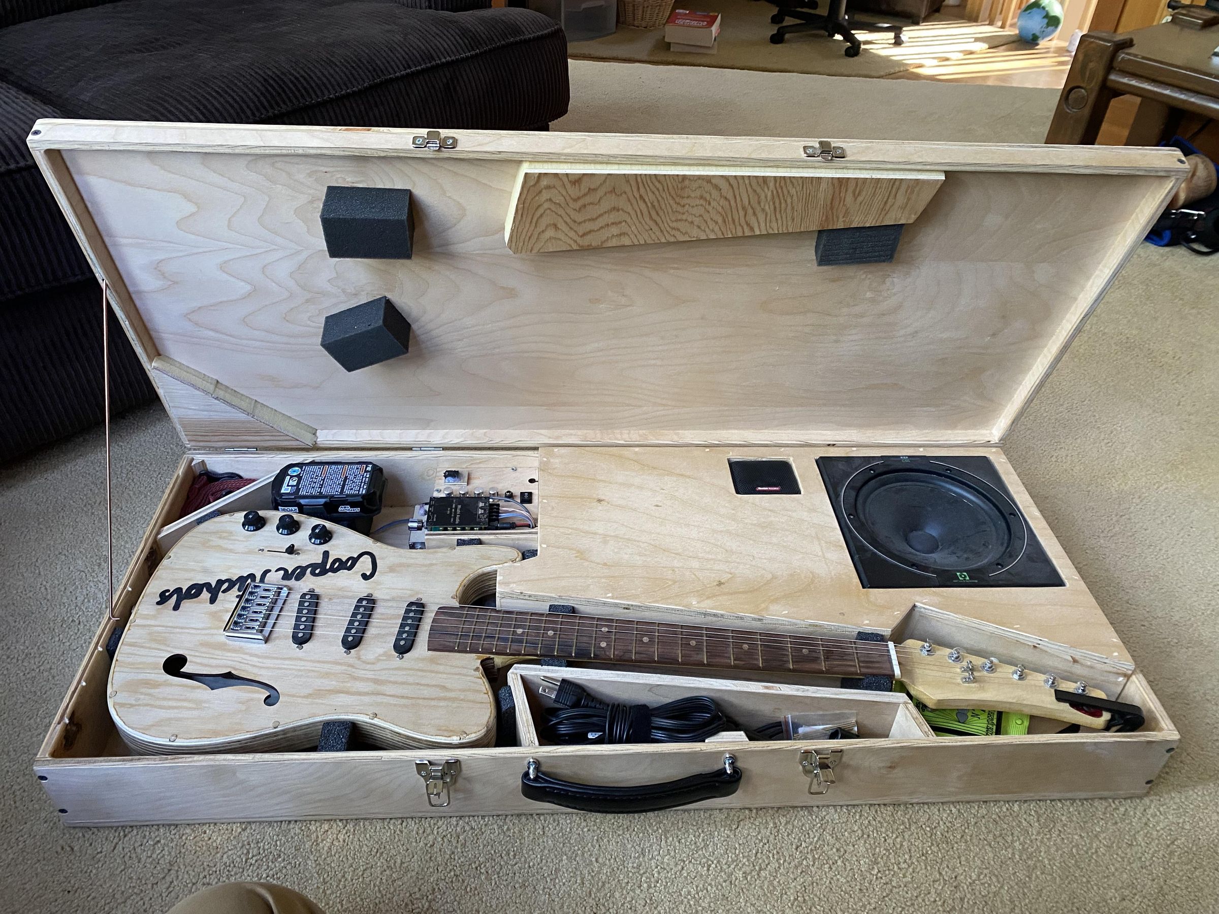 Custom CNC Electric Guitar & Case With Mobile BUILT IN Amp! : 9 Steps ...