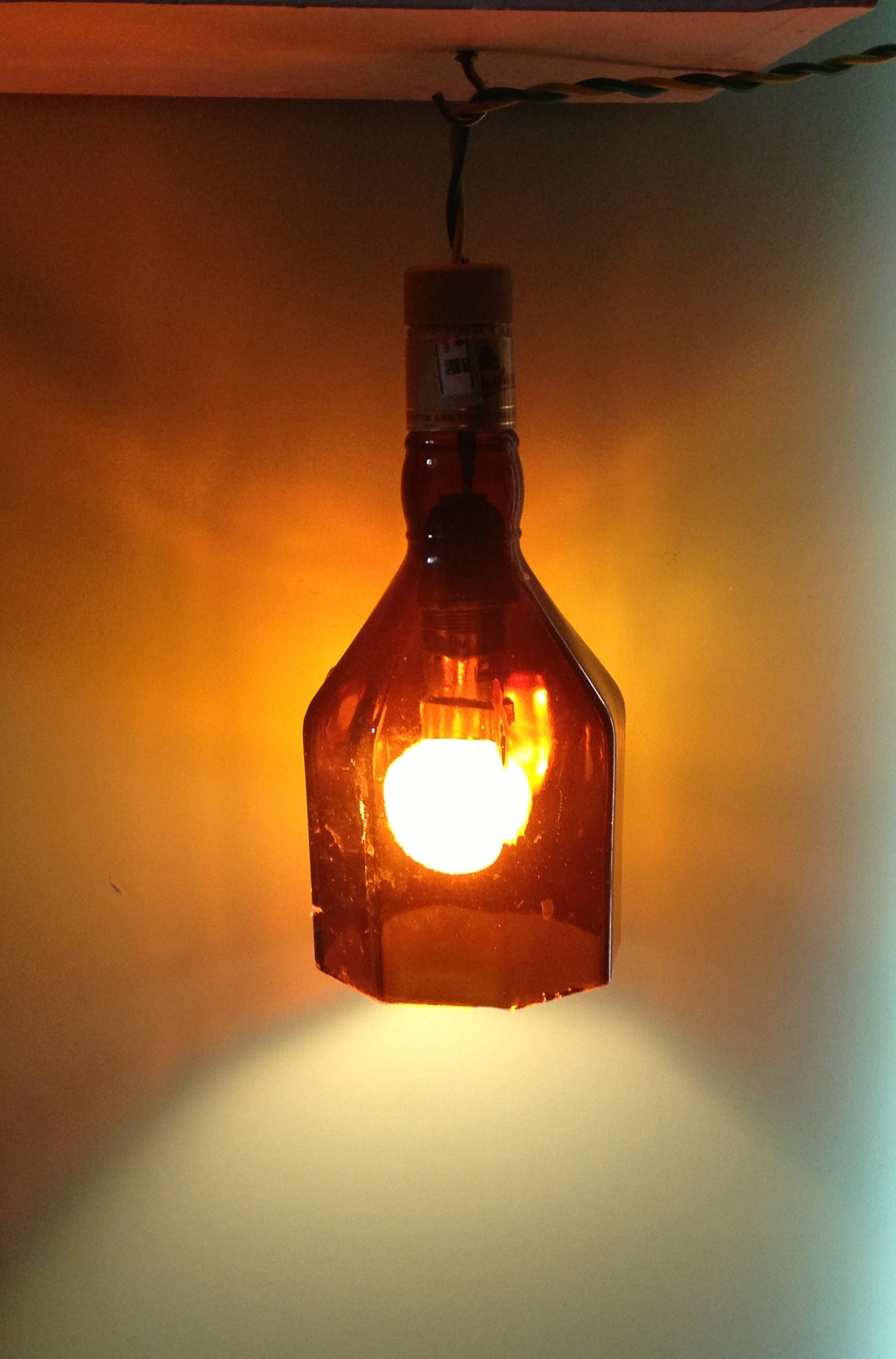 Hanging Lamp With An Empty Whisky Bottle 4 Steps with Pictures hanging-lamp-with-an-empty-whisky-bottle-4-steps-with-pictures