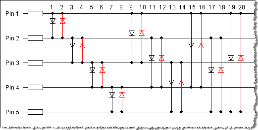 Controlling 20 Led S From 5 Arduino Pins Using Charlieplexing 8 Steps
