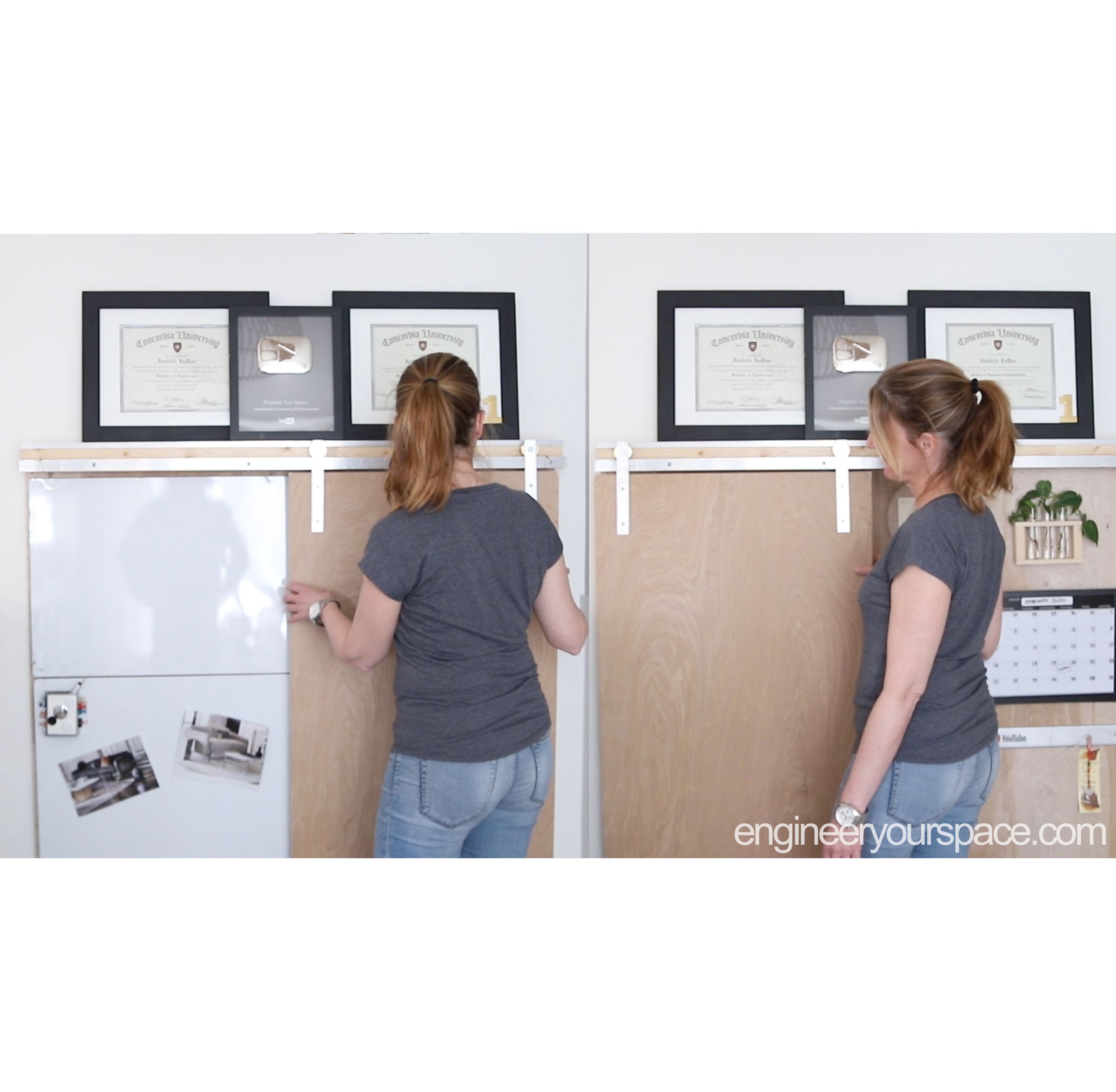 Hidden Home Office Whiteboard With DIY Barn Door Hardware : 18 Steps ...