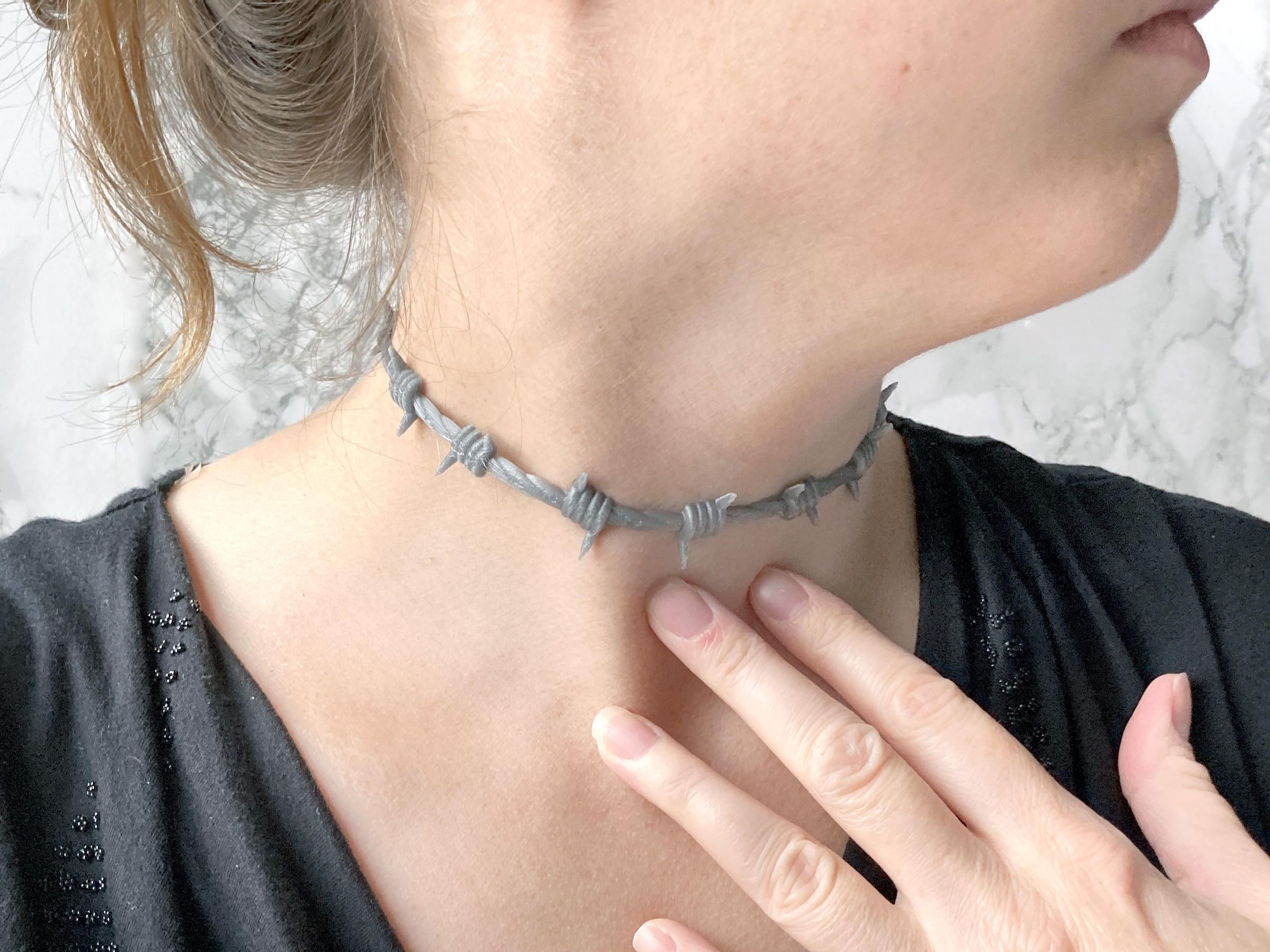 Faux Barbed Wire Choker and Bracelet - Flexible 3D Print : 8 Steps ...