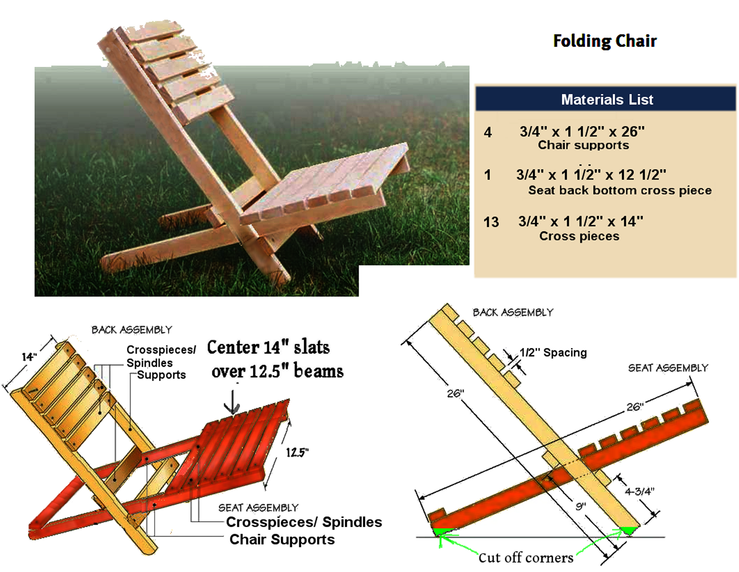 The Becket Chair: Folding Wood Beach Chair Under $6 in Under an Half ...