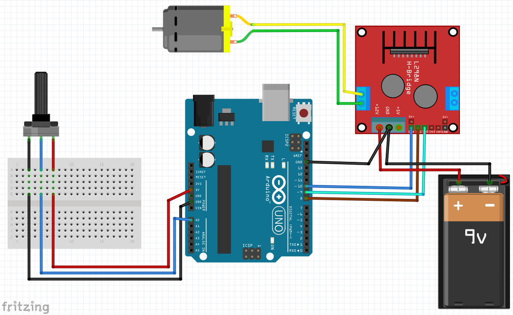 Control Dc Motor Speed Using Potentiometer L298n Arduino
