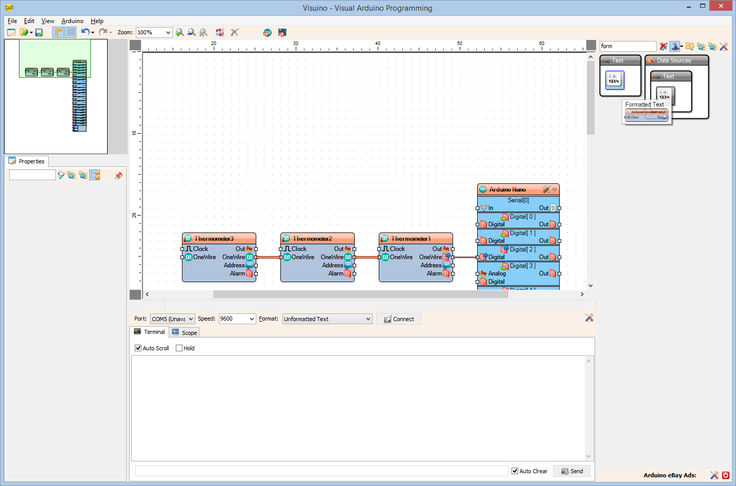 Arduino Nano: Read Multiple DS1820/DS18S20 Maxim One Wire Thermometers With Visuino : 12 Steps ...