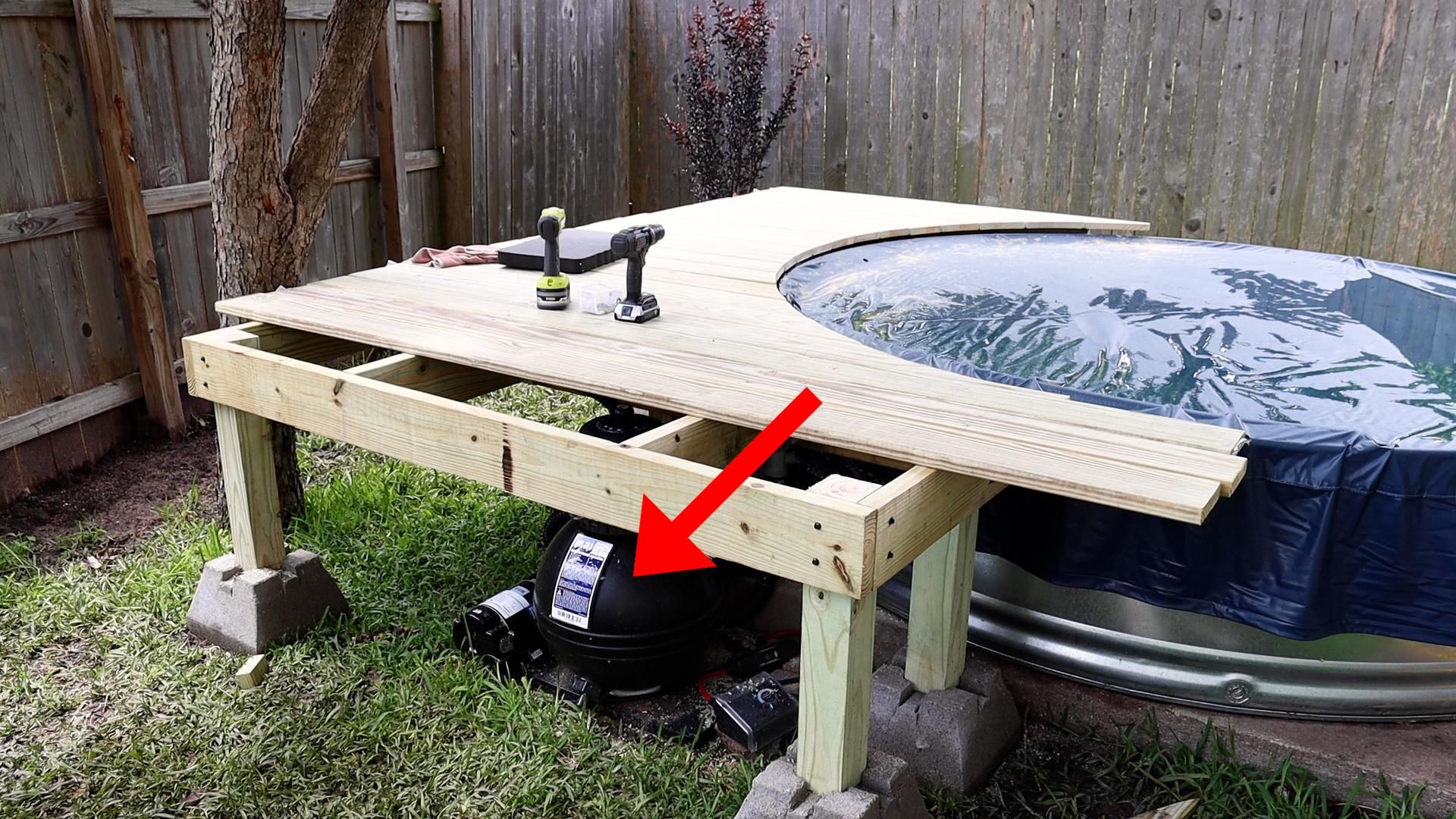 DIY Pool Deck With a Secret Hatch! How to Build a Deck for Your Stock ...