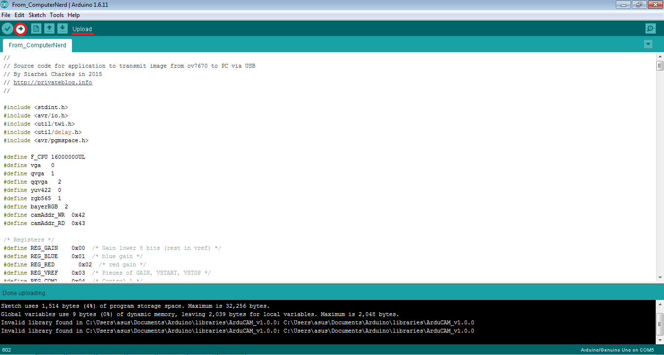 OV7670 Arduino Camera Sensor Module Framecapture Tutorial : 11 Steps ...
