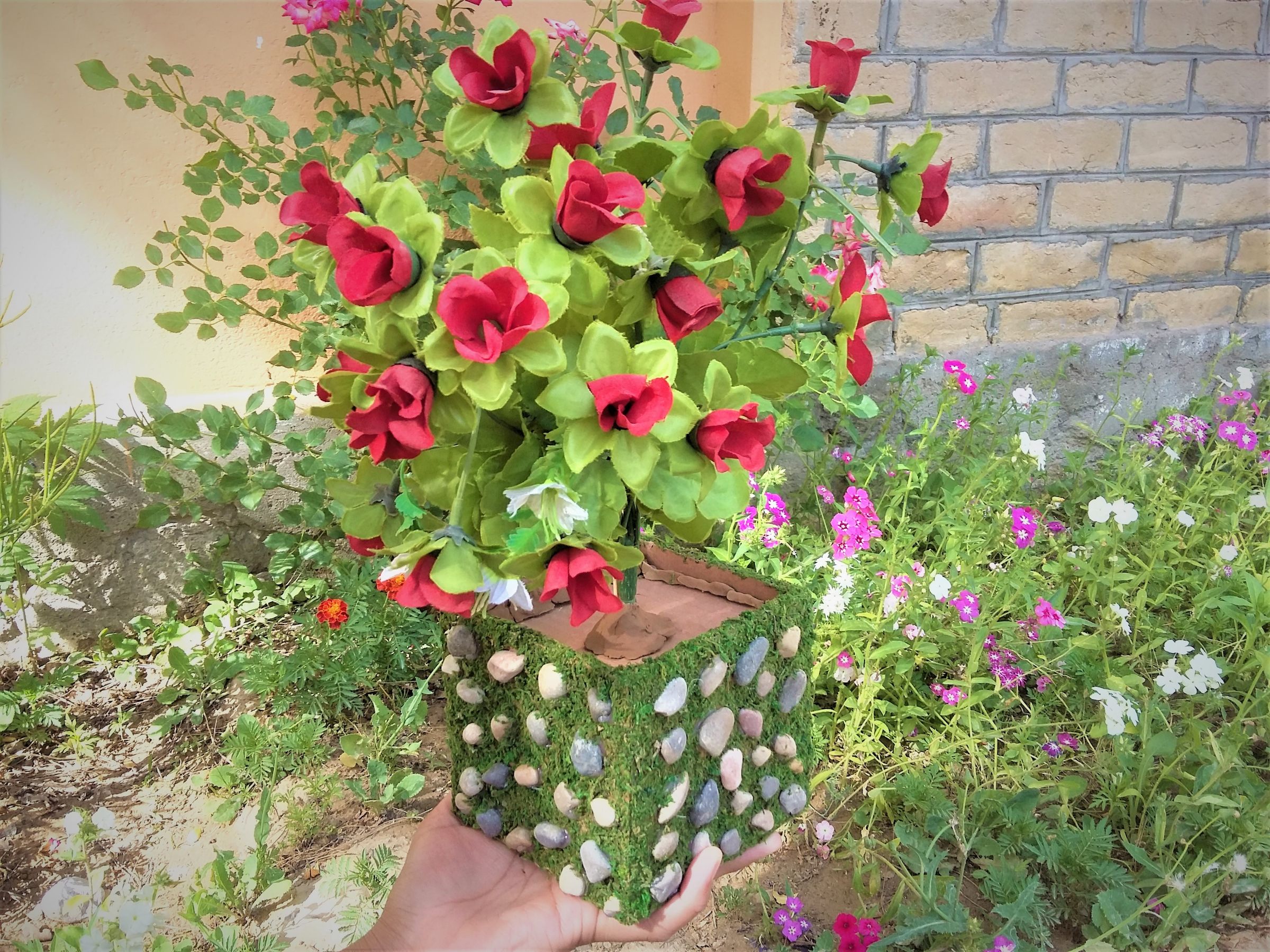 How to Make Flower Pot From Cardboard|Pebbles Cardboard Flower Pot|Easy ...