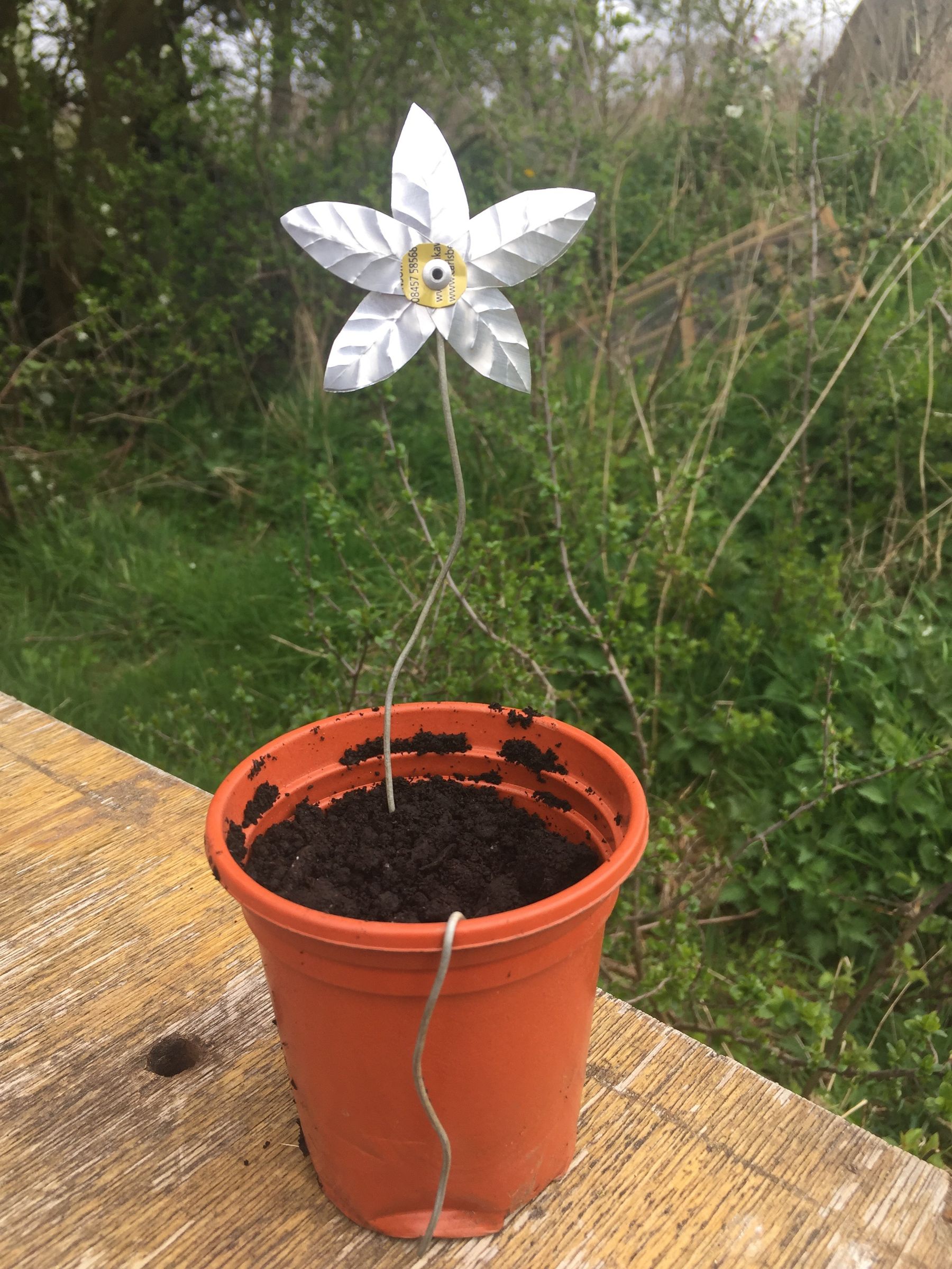How to Make a Simple Recycled Tin-Can Flower for Your Garden or Plant ...
