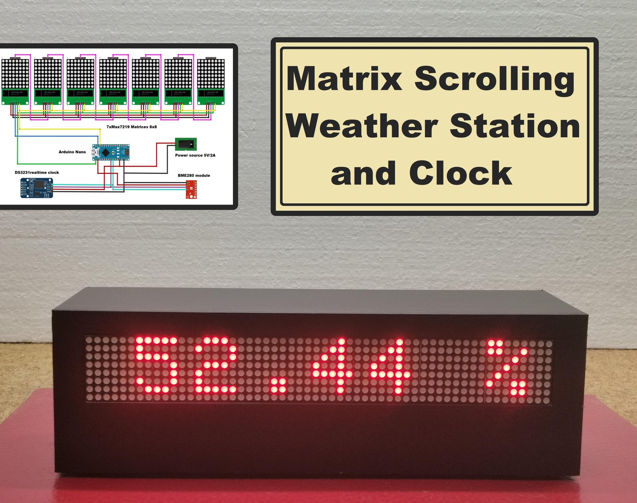 Arduino Matrix Scrolling Weather Station and Clock With BME 280 and DS3231 : 3 Steps - Instructables