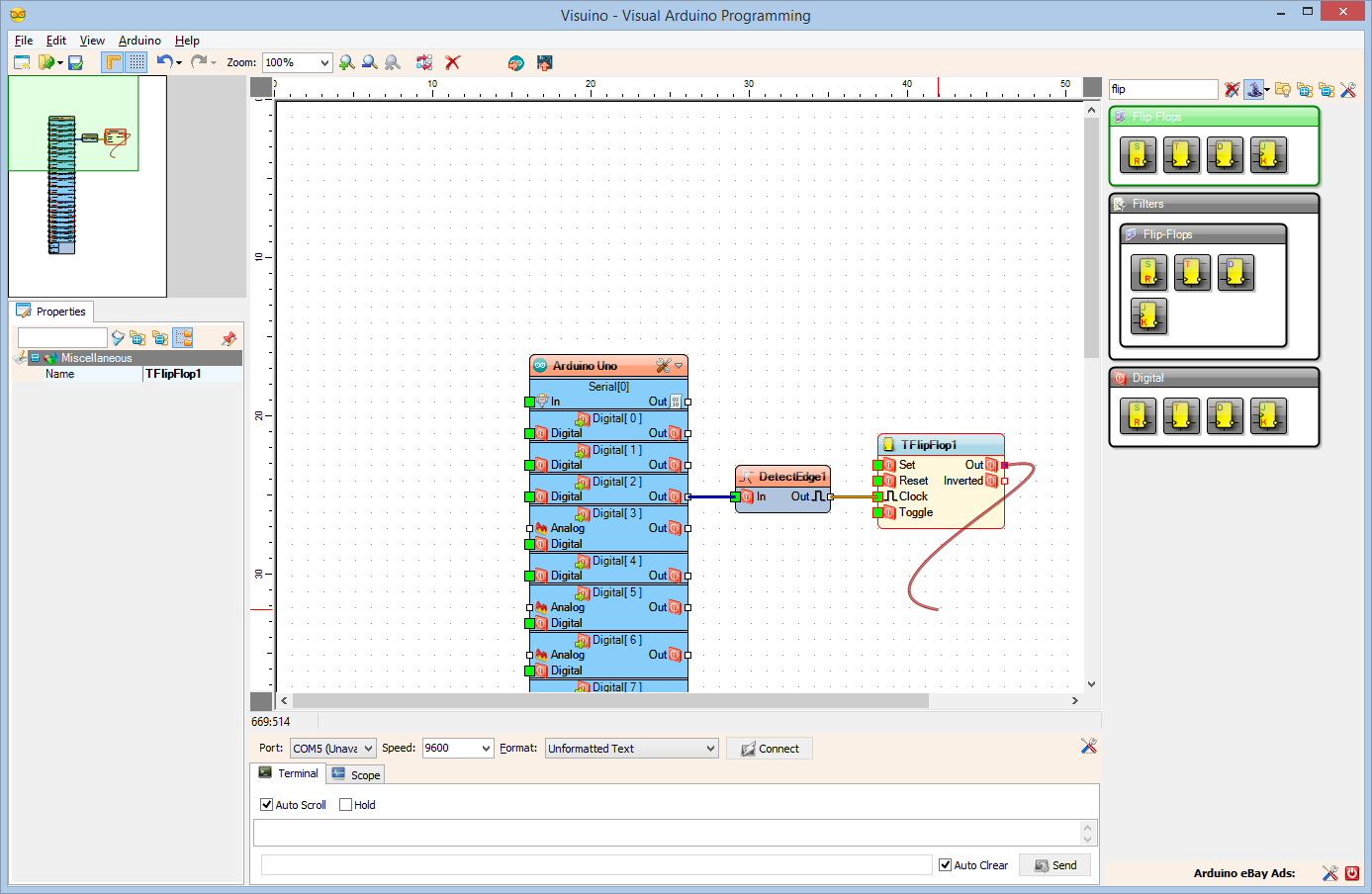 Arduino Nano: Debouncing, and Toggle Button With Visuino : 10 Steps ...