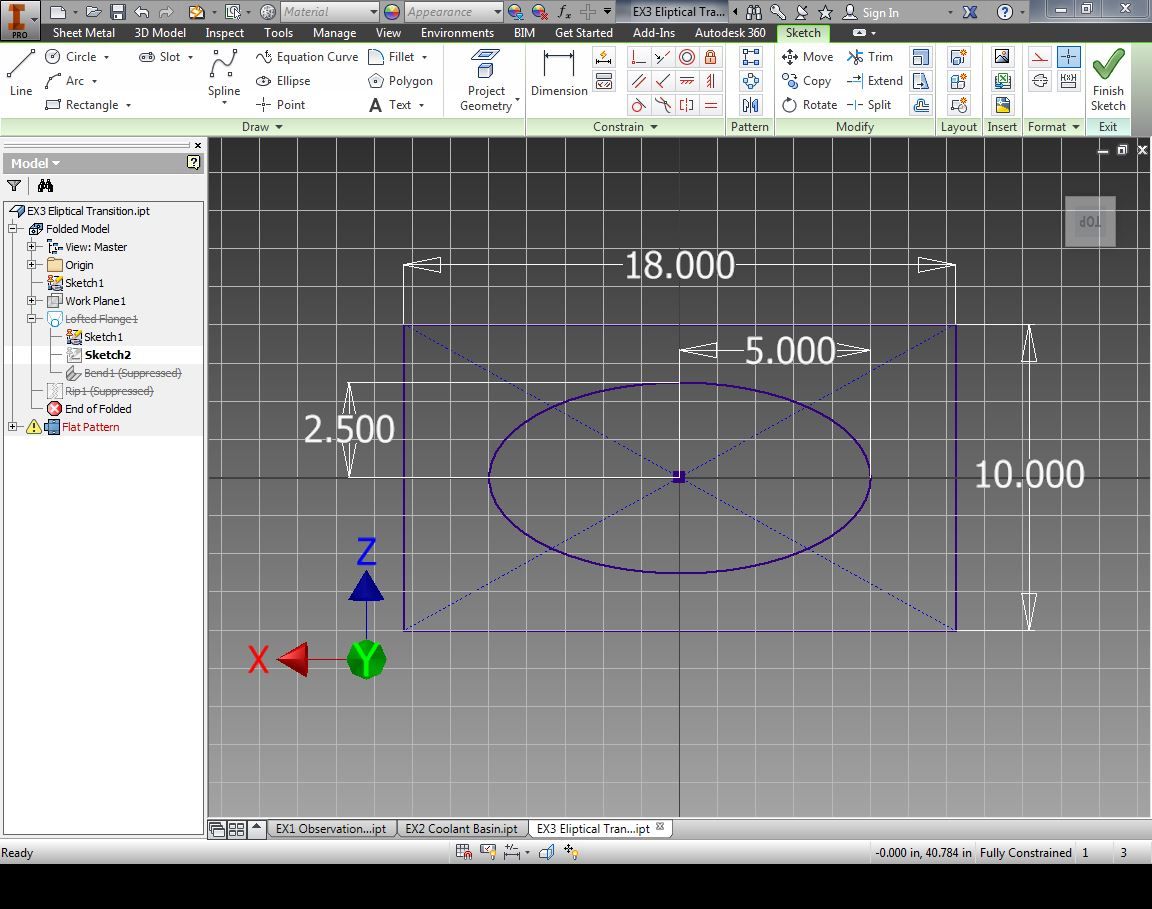 AutoDesk Inventor Sheet Metal EX3 Elliptical Transition : 5 Steps ...