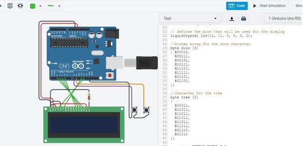 T Rex Dinosaur Game On Arduino With Tinkercad 3 Steps Instructables