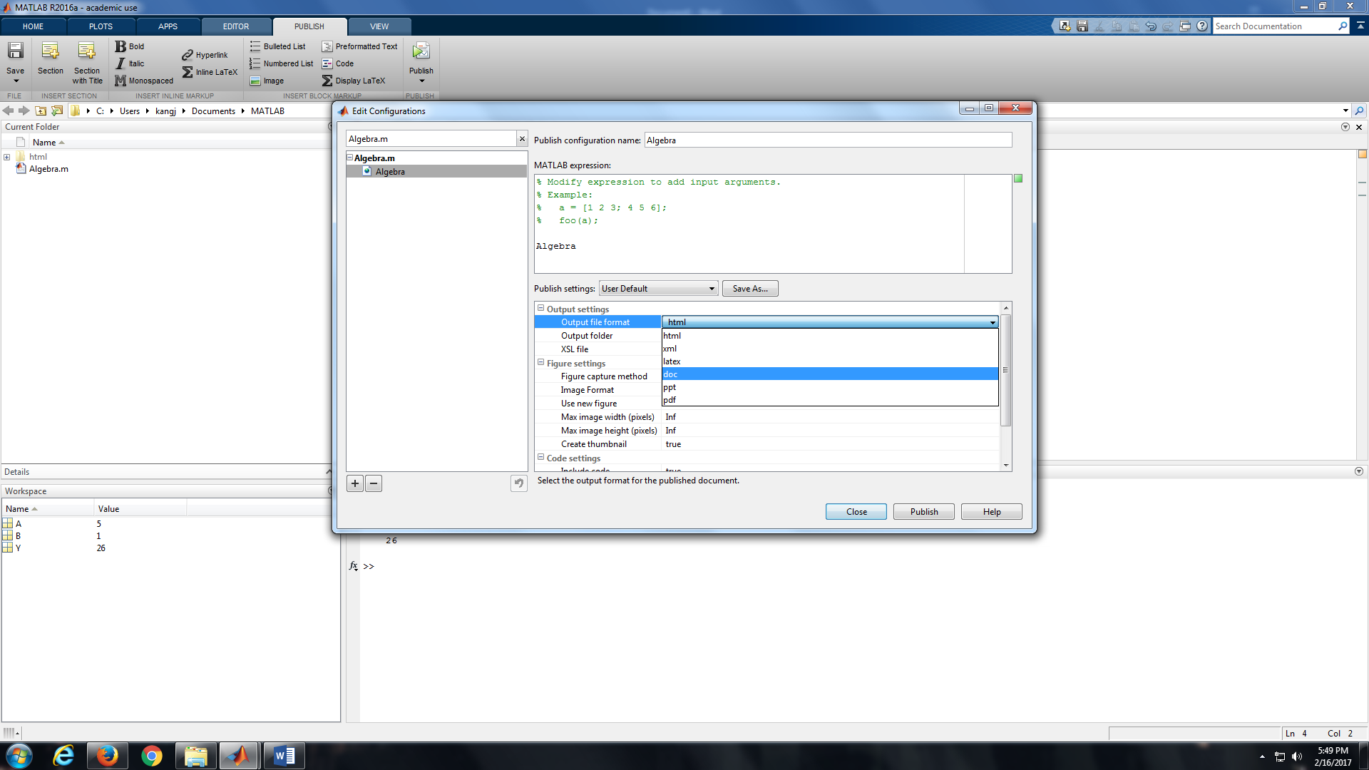 How to Code and Publish Matlab 2016b to Word (Beginners Guide) : 4 ...