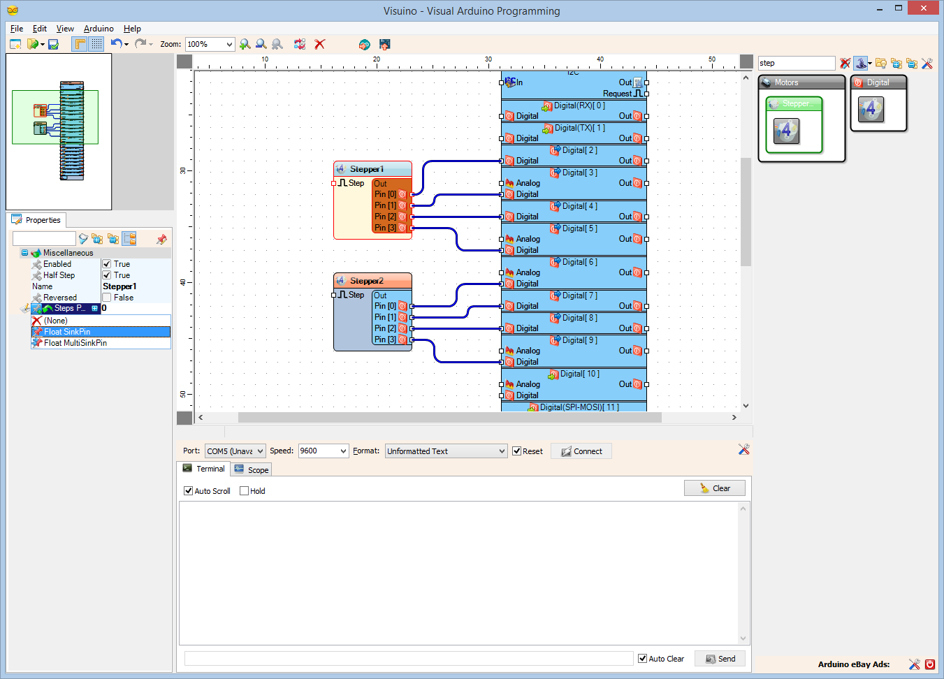 Arduino Nano and Visuino: Control 2 Stepper Motors With Joystick : 11 ...