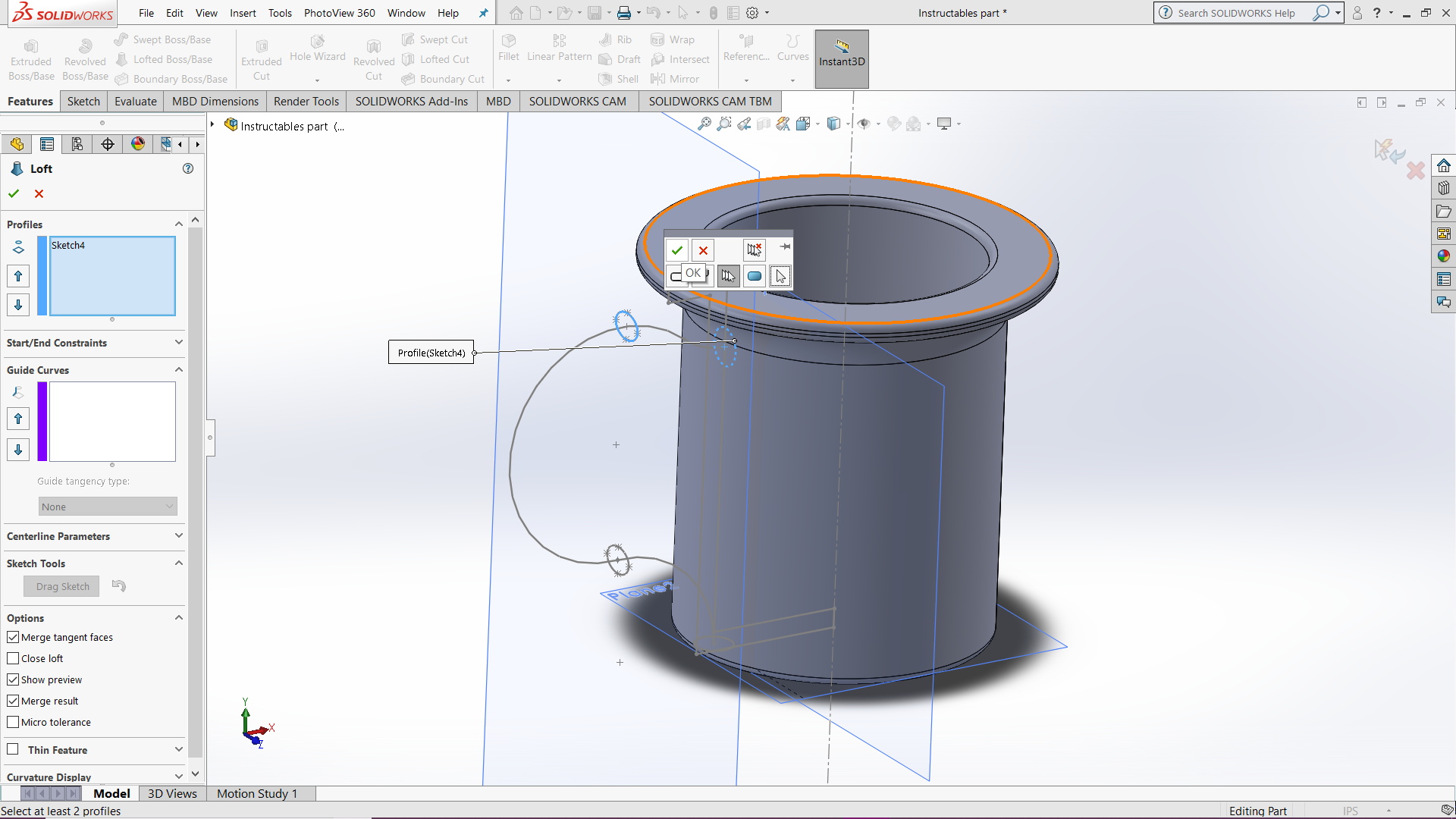 Differentiating Between the Sweep and Loft Commands on Solidworks 2020 ...